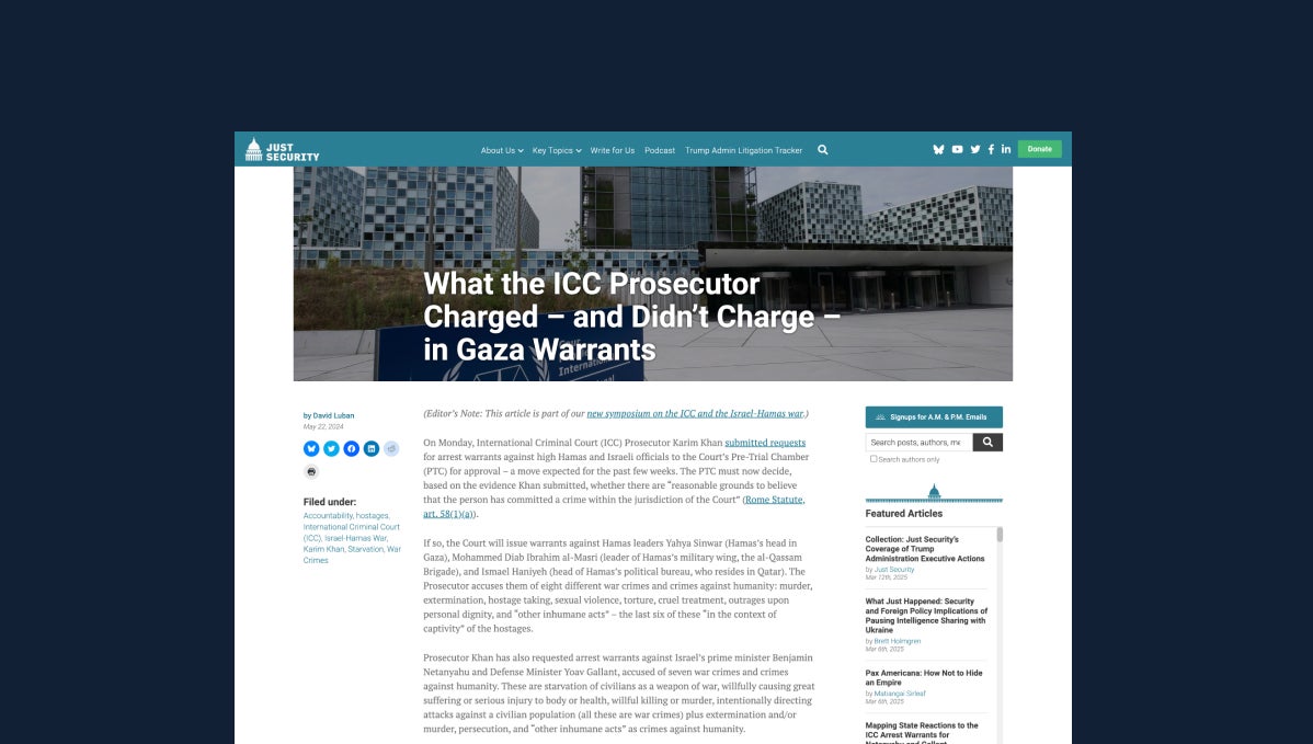 What the ICC Prosecutor Charged – and Didn’t Charge – in Gaza Warrants ...